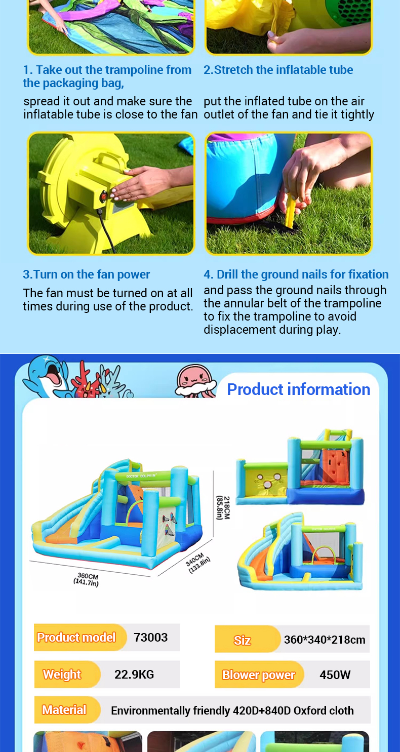 【Available】Inflatable Castle Double Slide Children's Bouncy Play Castle ...