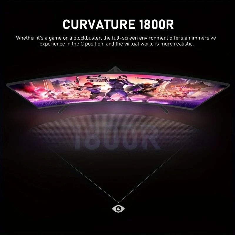 CRUA 32-inch Ultra-Wide Curved 165Hz Gaming Computer Monitor pc ips ...