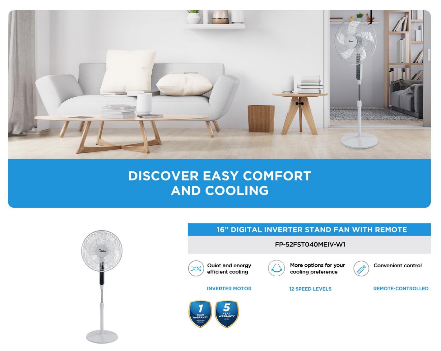 Midea 16" Digital Inverter Stand Fan with Remote Control | Shopee ...