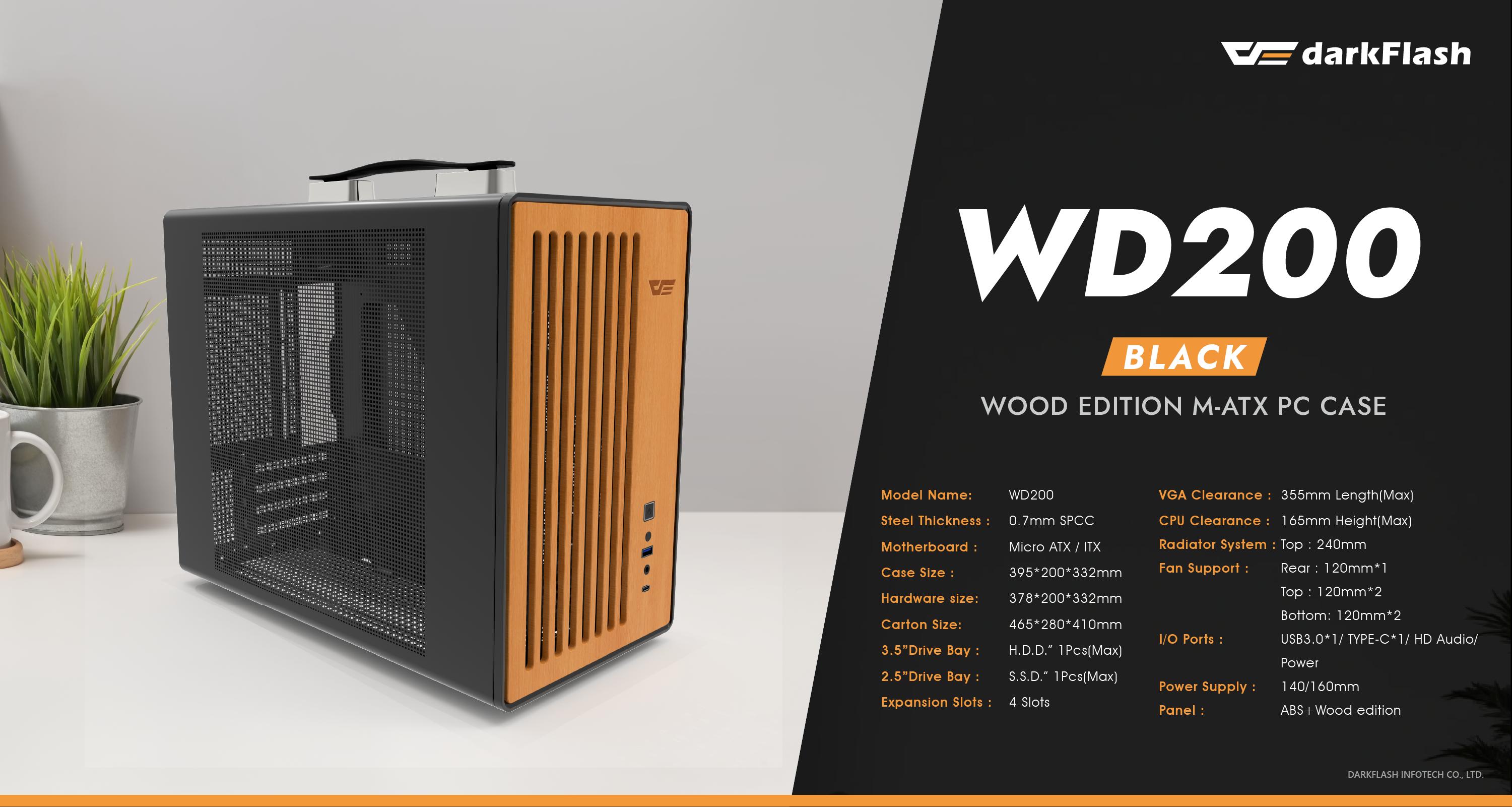 DarkFlash WD200 Wood Edition Veneer Panel M-ATX PC Case | Shopee ...