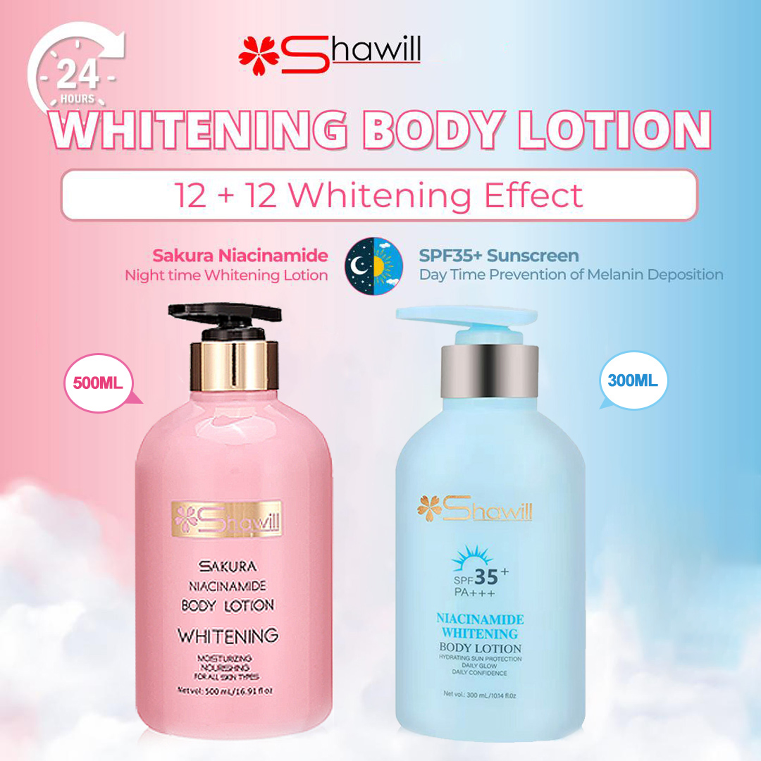 Shawill Body Lotion Whitening Niacinamide 500ml+300ml with SPF35 PA++ ...