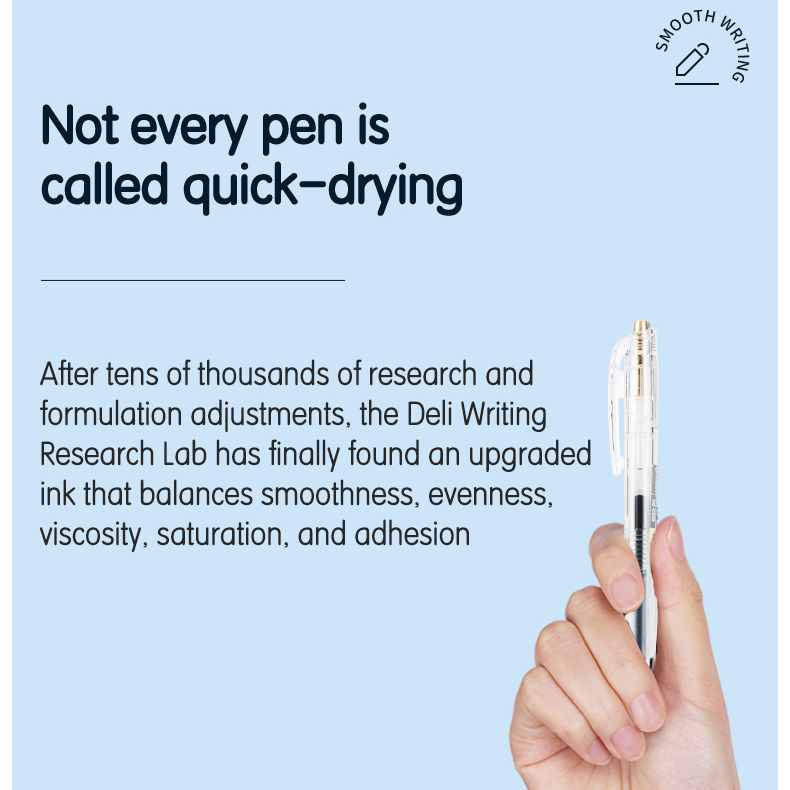Deli SA130 Ballpen 0.35mm Press Gel Pen Quick-Drying Black Writing Pen ...
