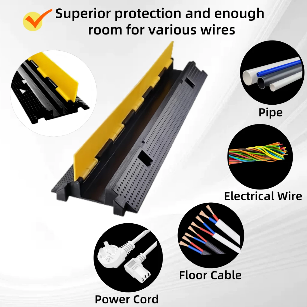 Yellow/Black Rubber Humps Speed Bump Car Cable Protector Wire Floor ...