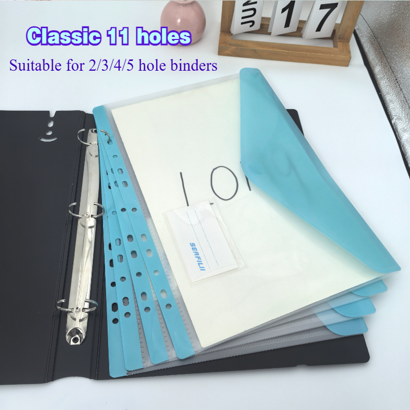 Long Loose Leaf Bag 11 Holes File Bag 4/8/12/20 pcs Binder Pouch Set ...