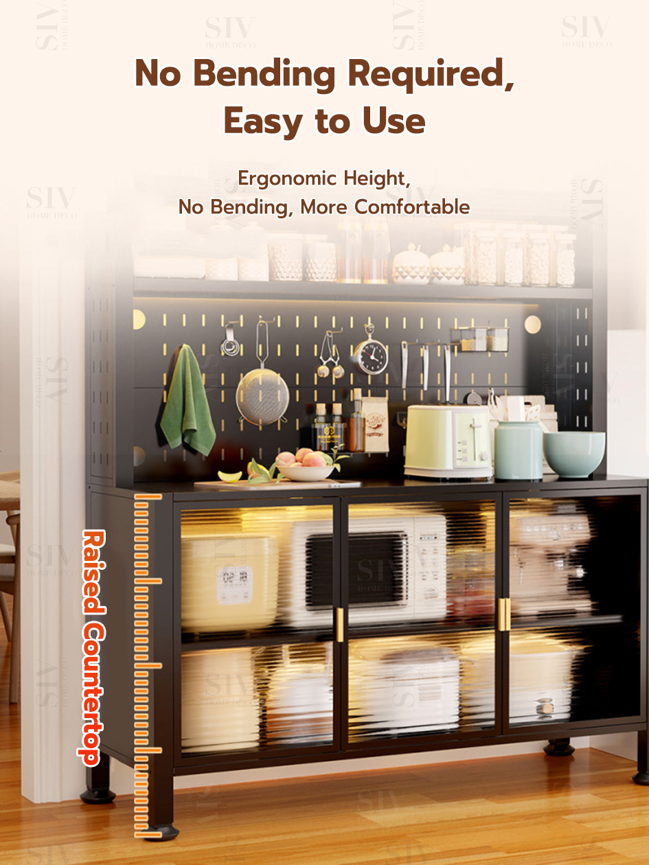 SIV Kitchen Cabinet Microwave Oven Rack Shelves With Pegboard Organizer ...