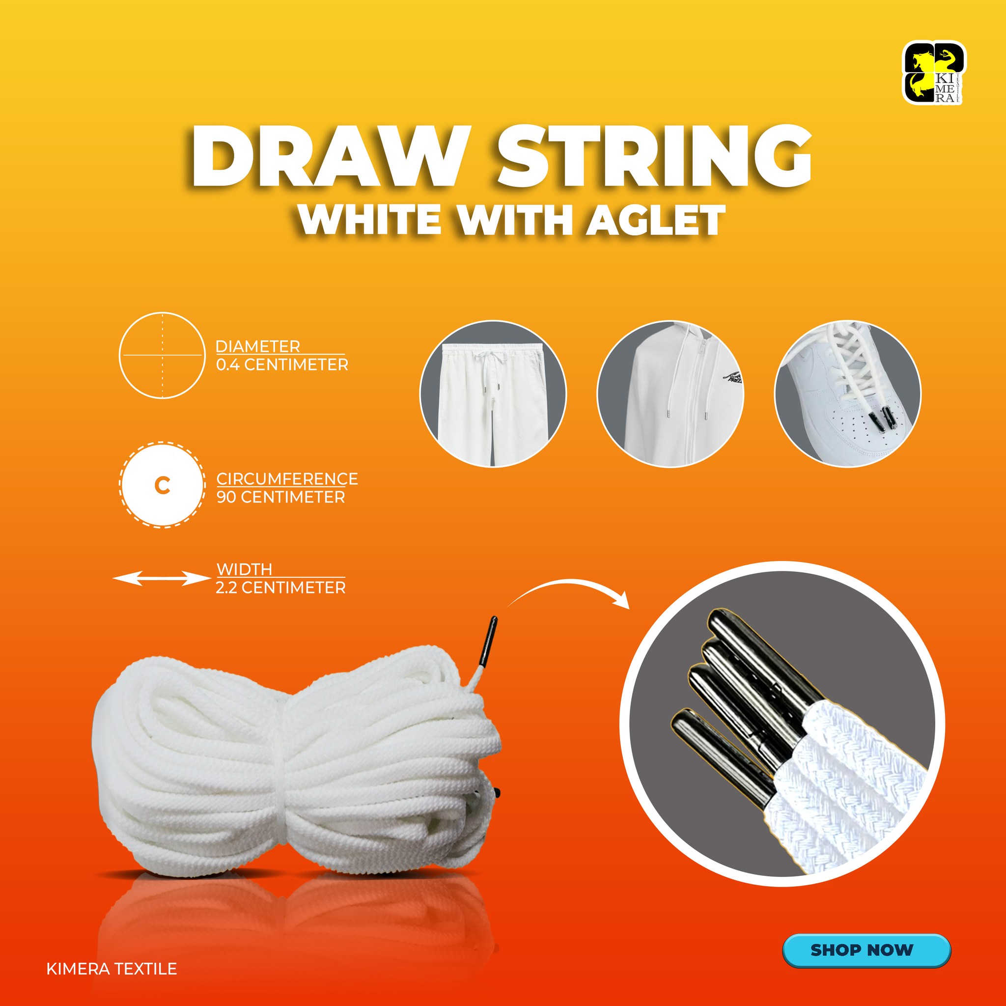 KIMERA Drawcord String White for Waistbands, Jersey Shorts, Jackets ...