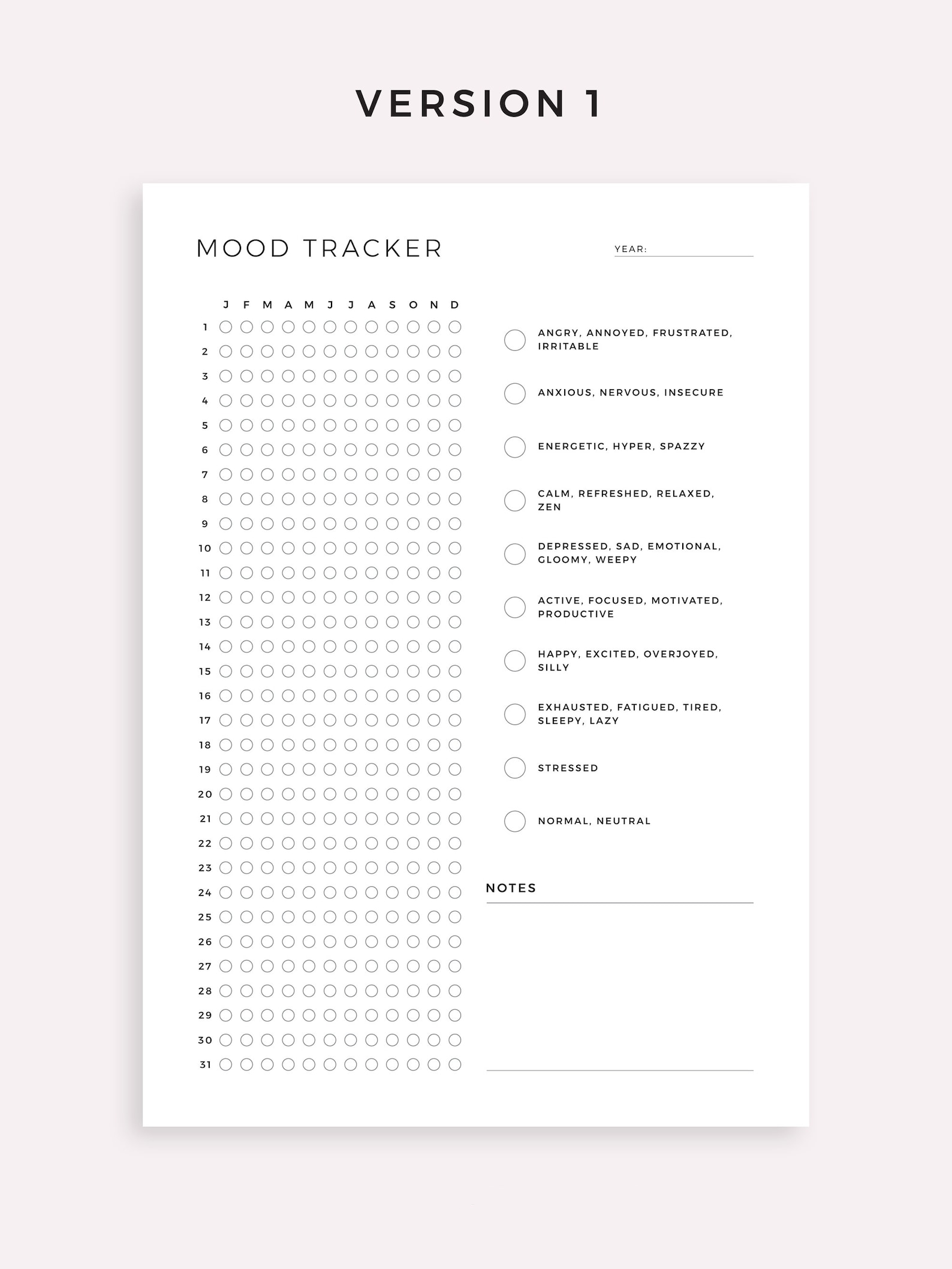 A5 A6 Mood Planner Binder Refill | A5 Binder Notebook Refill Pages ...