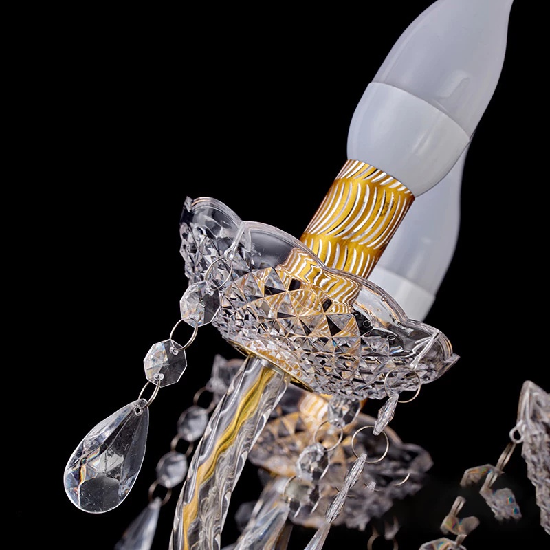 6/8/12 Head LED Modern Crystal Ceiling Lights, Gold Wedding Chandelier ...