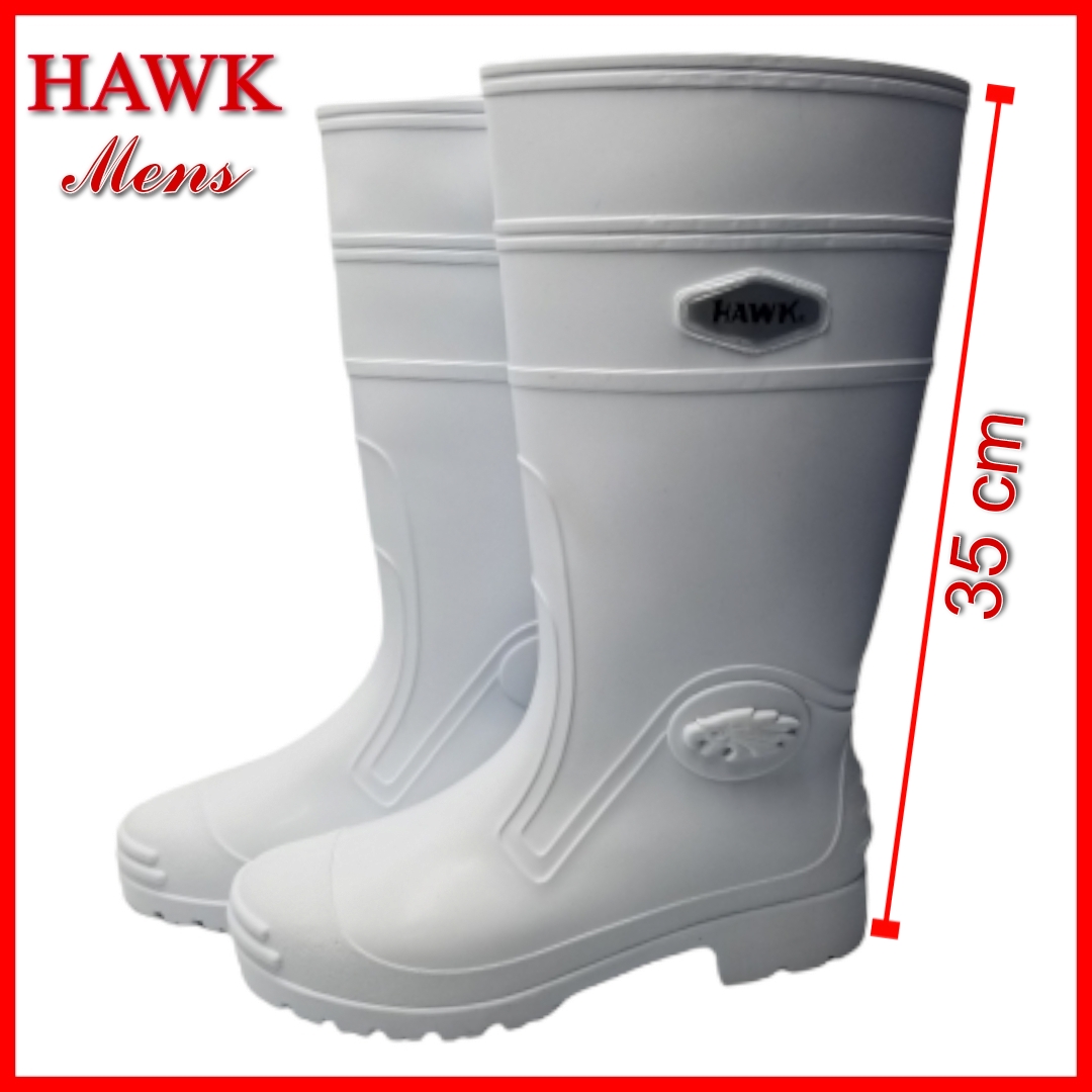 Hawk Men's Water Proof High-Cut heavy-duty Non-Slip white Rain Boots ...