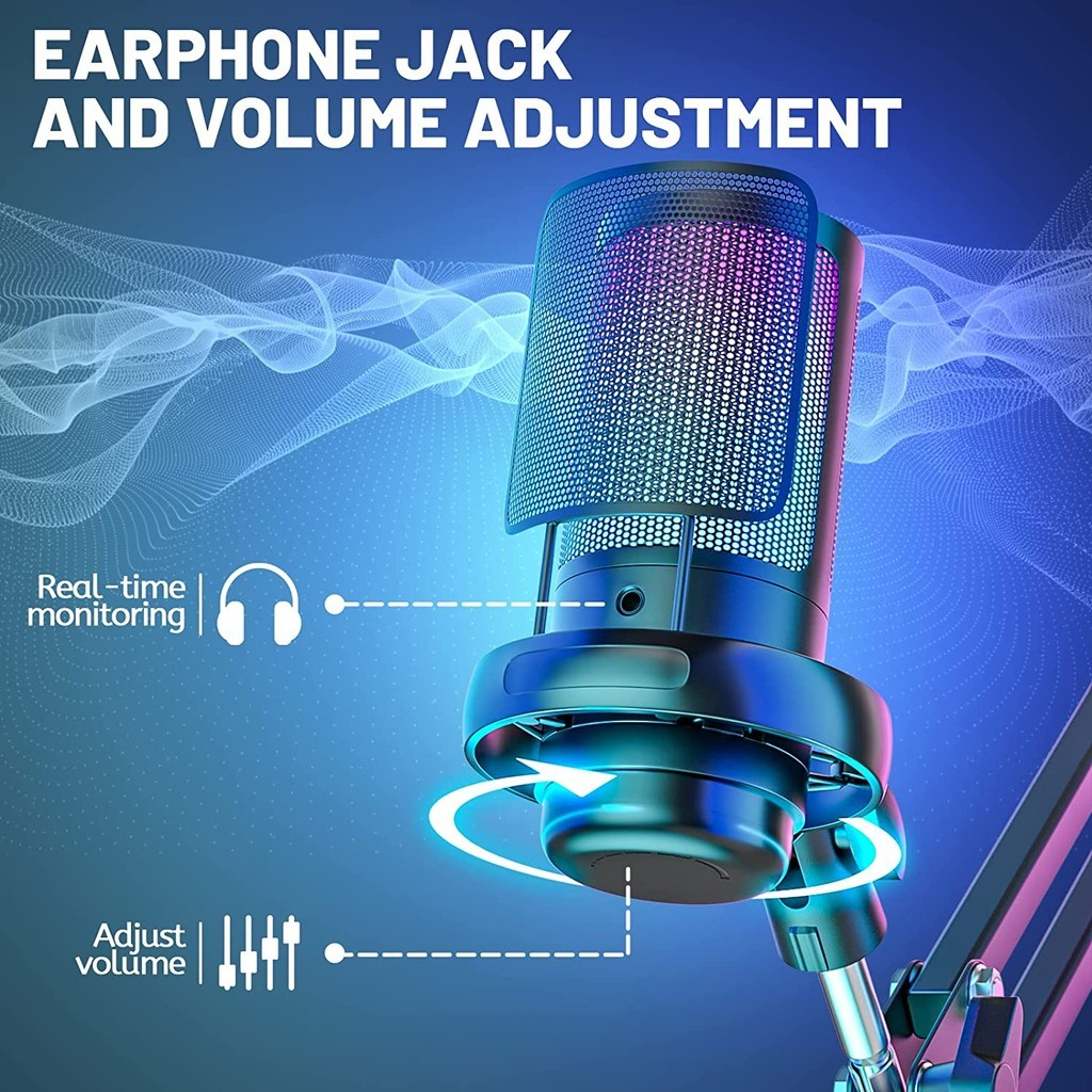 Me6d Rgb Usb Microphone /Gaming Mic /Mic For Vlogging/Microphone For Pc ...