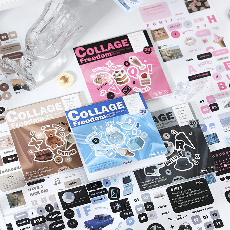 Cartoon Collage Sticker 20 Sheets Cartoon Collage Sticker Book DIY ...
