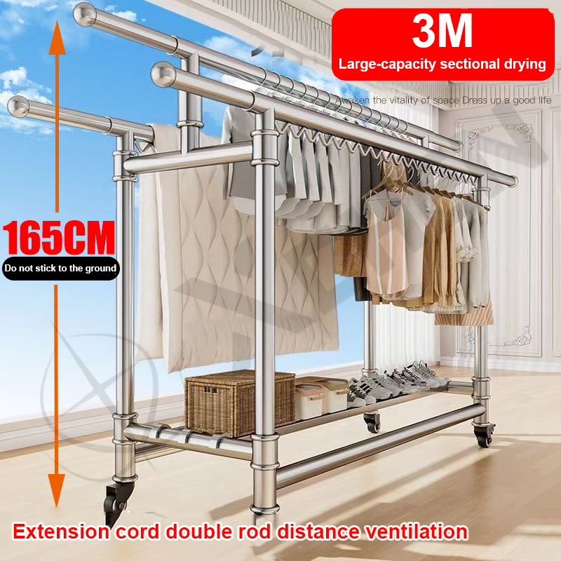 220CM Clothes Rack Stainless Sampayan Heavy Duty Windproof Adjustable ...
