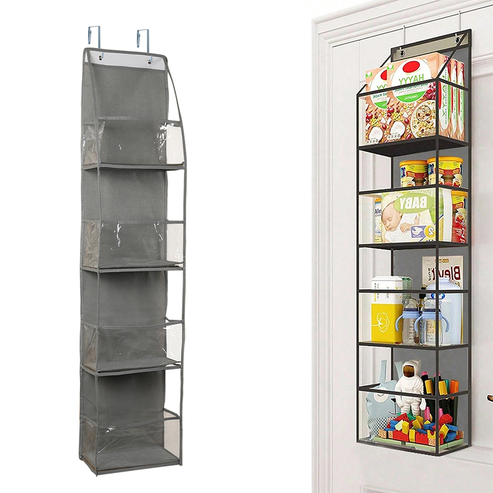 4 Layers Grey PVC Storage Hanging Bag Multi functional Fabric Storage ...