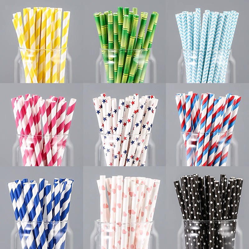 TV112 Colorful Strip Paper Drinking Straws 25pcs Per Pack Environmental ...