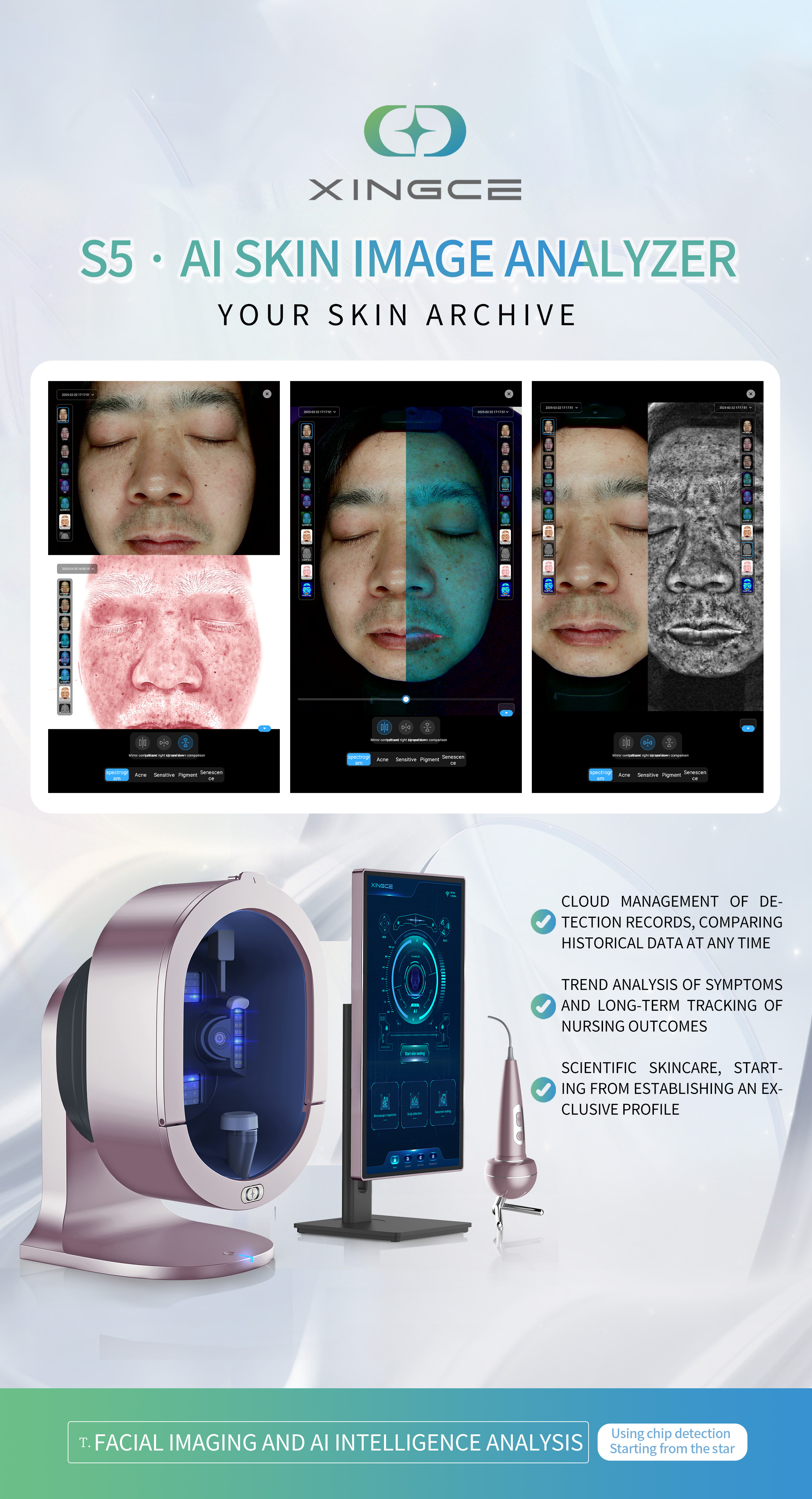 Skin Analyzer BitMoji & Miaojing Smart Detector 8 Spectrum Digital Deep ...