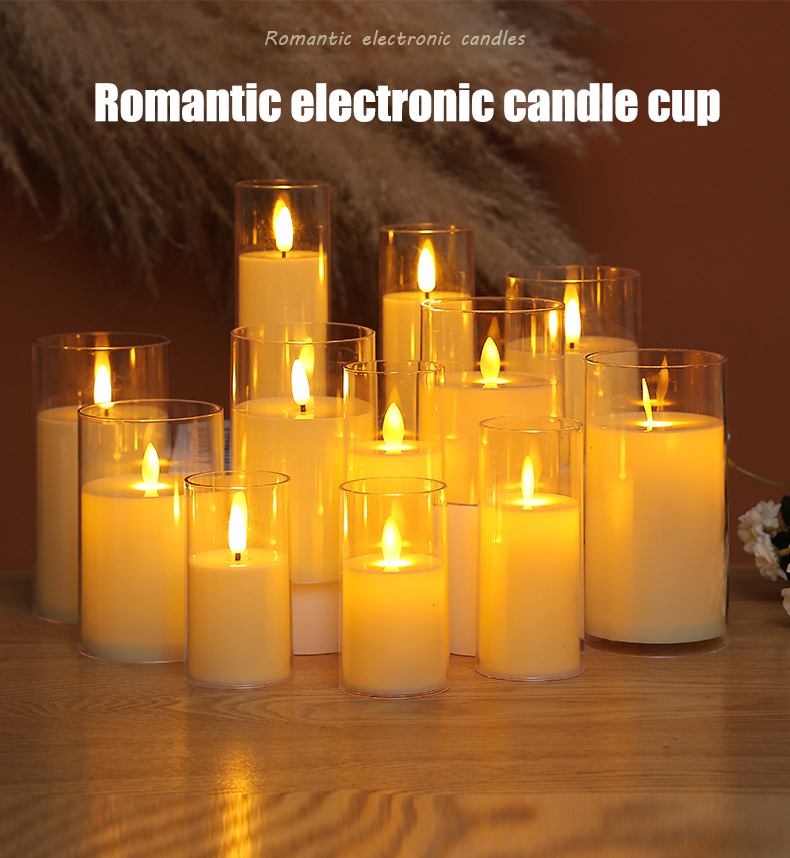 Candle Led Swing Flameless Candle with Glass Cover for Home Wedding ...
