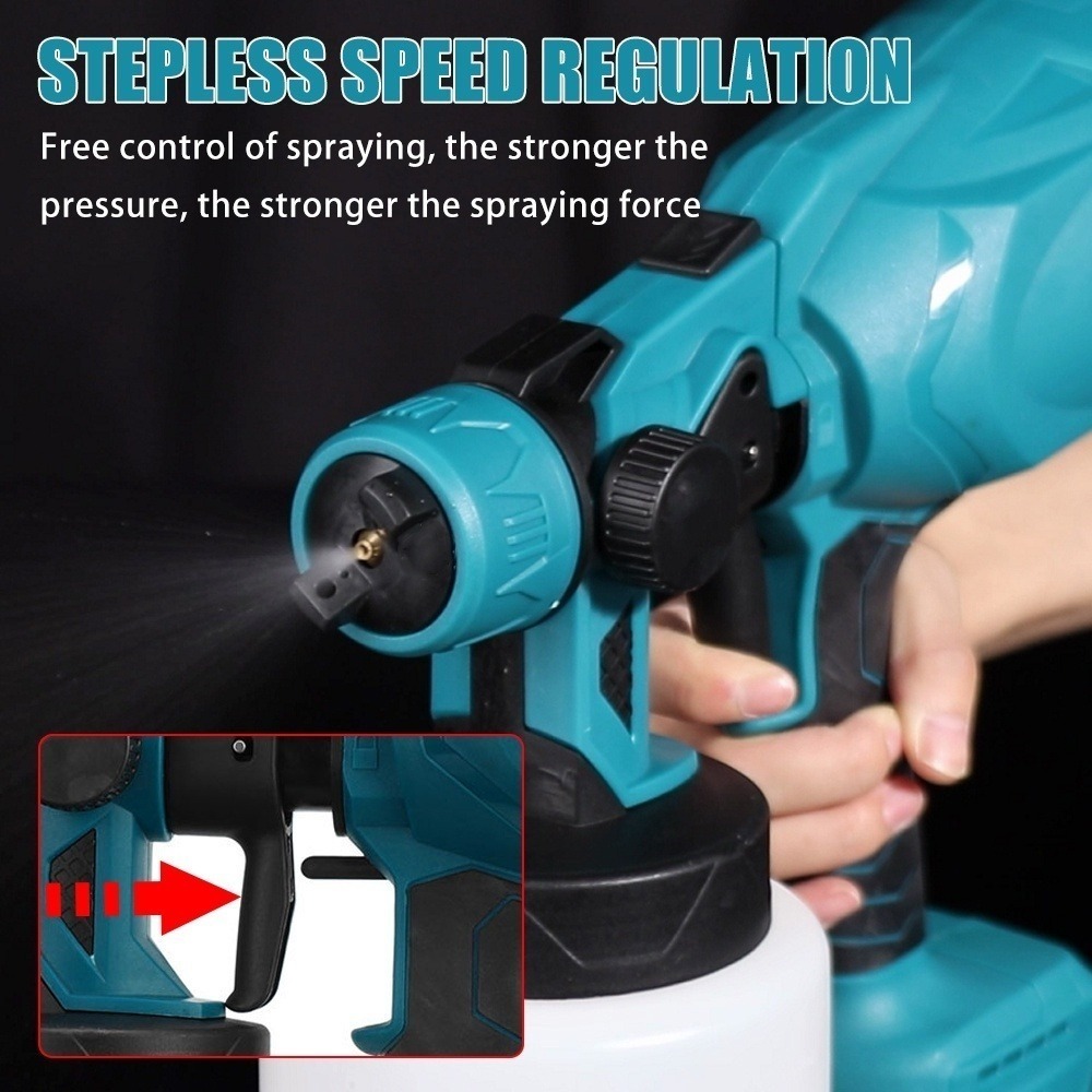Cordless Electric Paint Spray Gun 1000W Rechargeable High Power Paint ...