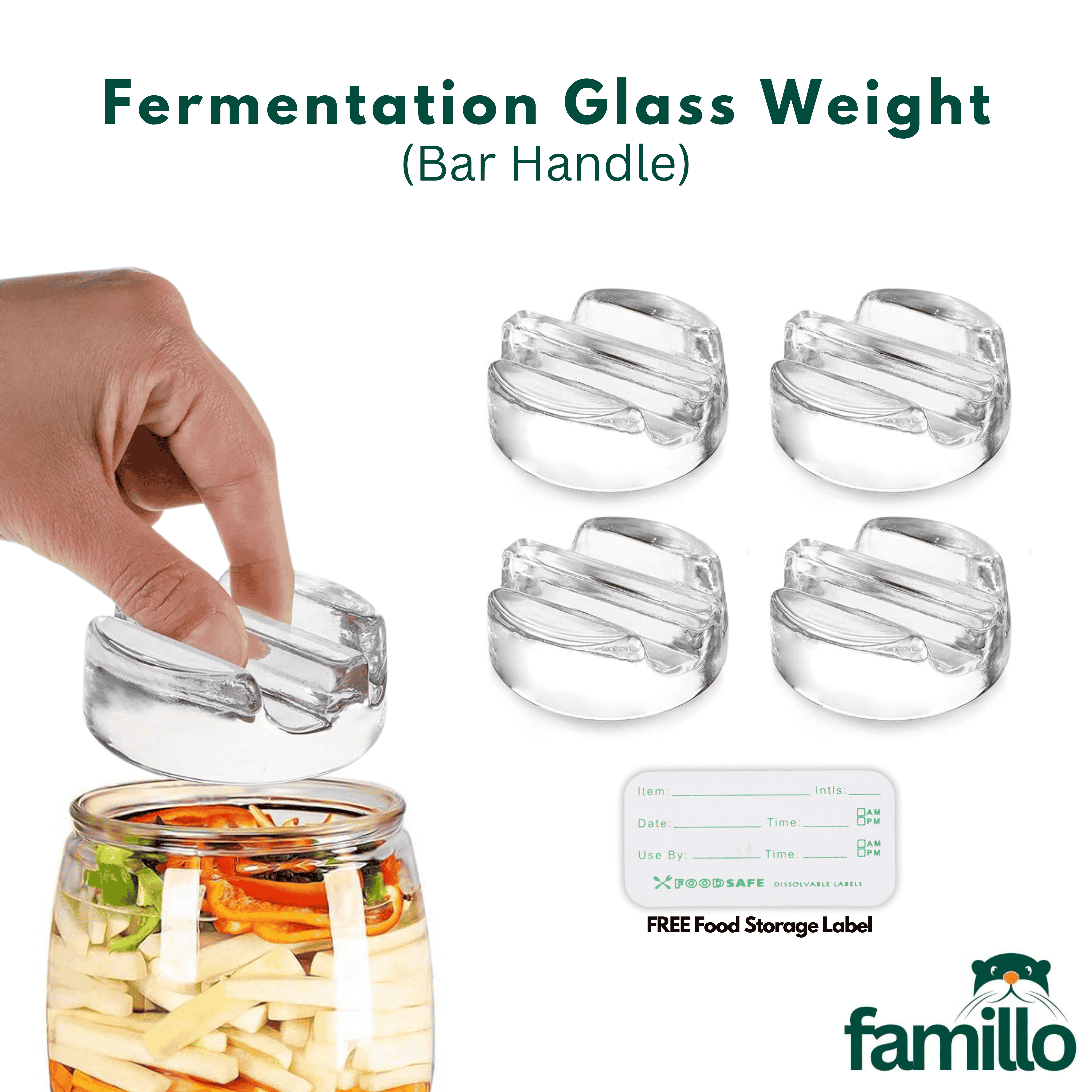 Famillo® Fermentation Glass Weight – Easy Grip (Bar Handle ...