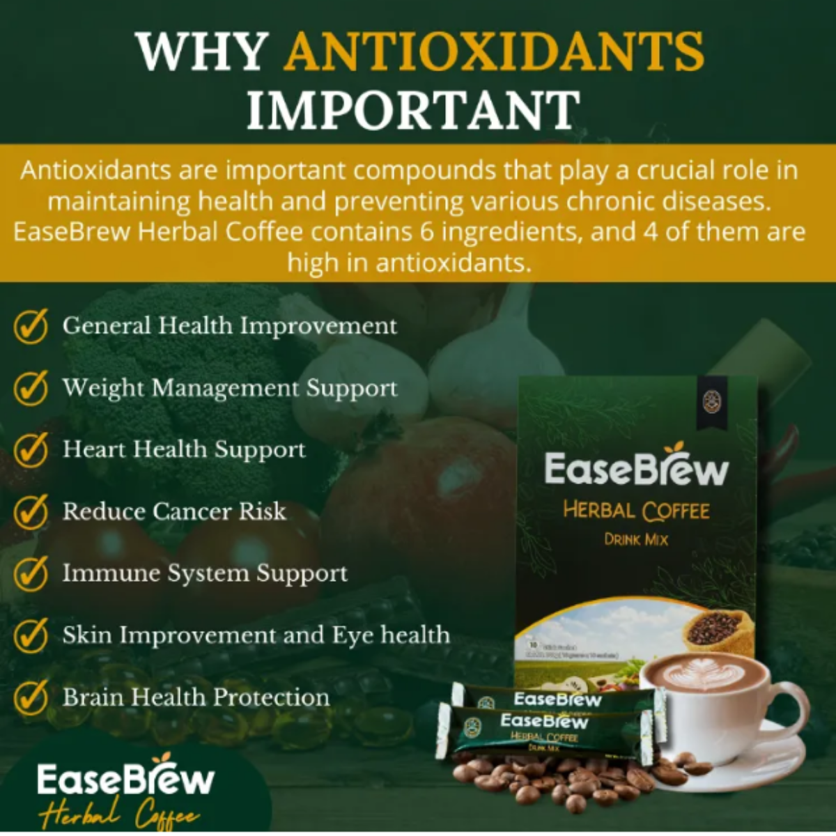 EaseBrew Herbal Coffee Drink Mix Organic - 1 Pouch/10 sachets | Shopee ...