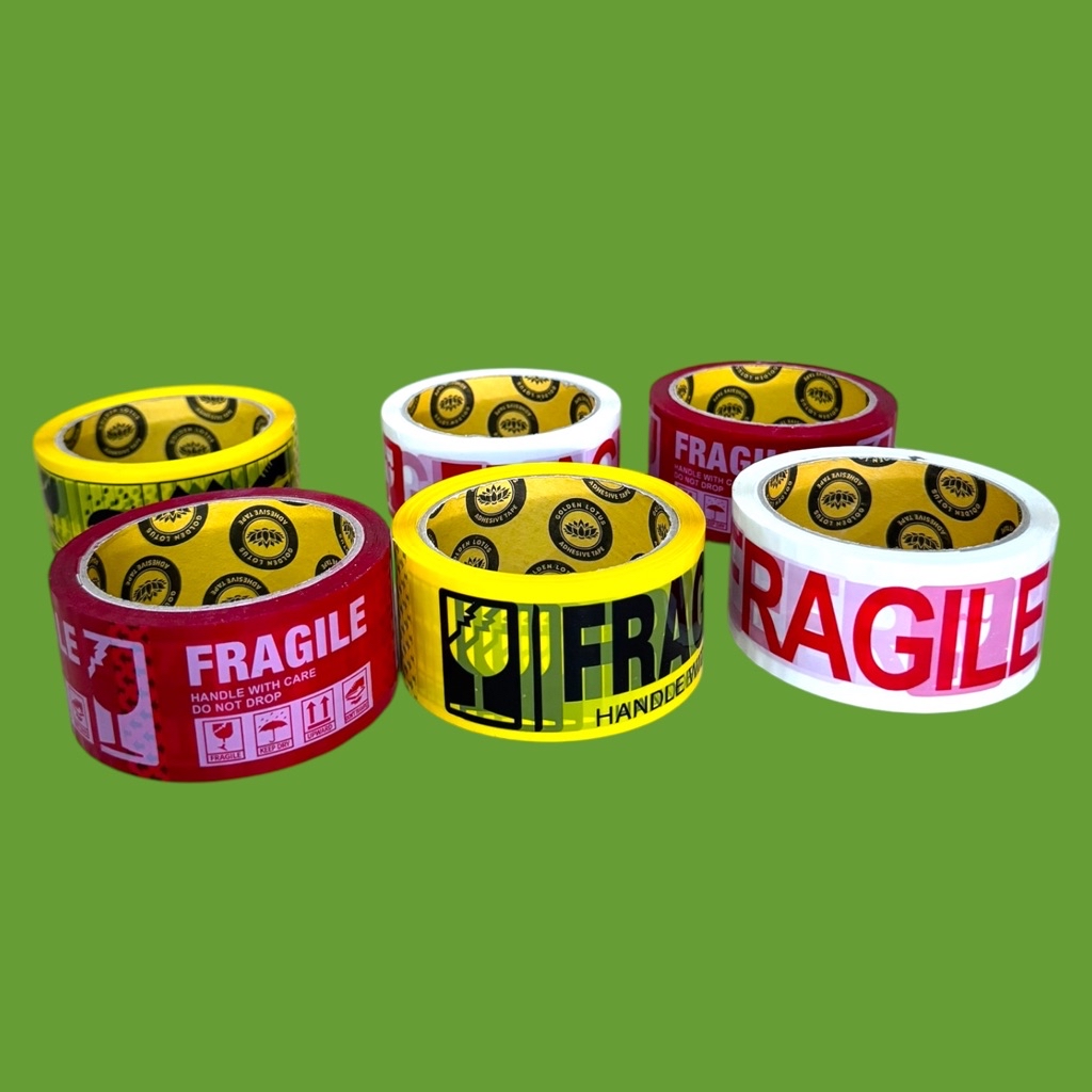 Fragile Tape (Red/White/Yellow Backing)2” x 50m Sold per Pc | Shopee ...