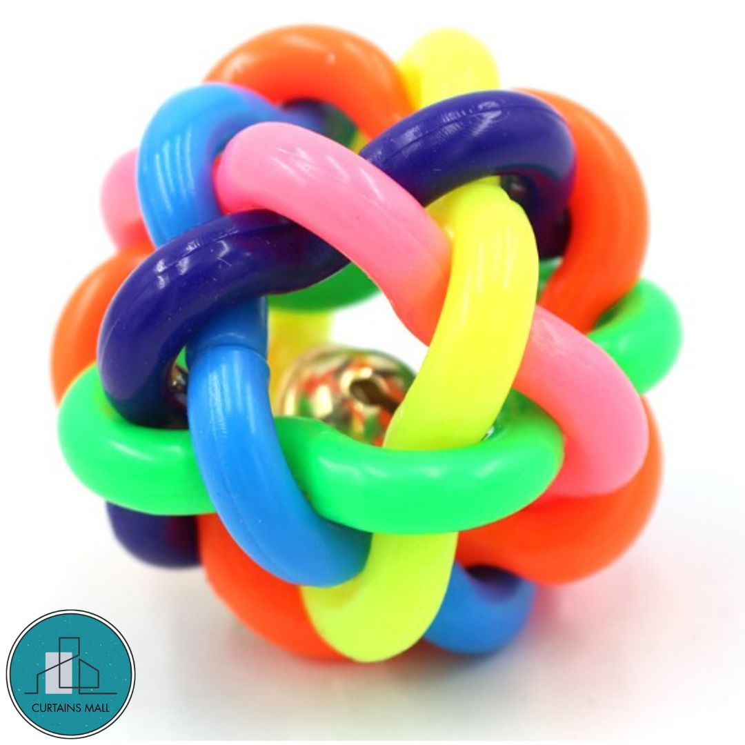 Bell Ball Colorful Rainbow Pet Toy Bite Resistant Woven Ball Chew Toy ...