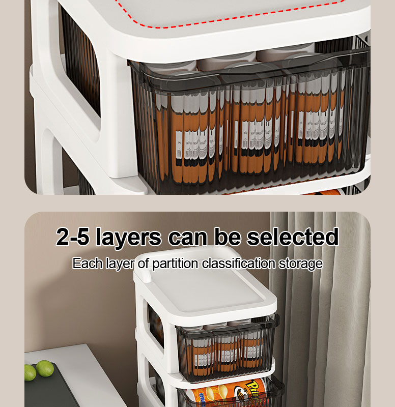 Multi-Layer Drawer Cabinet Stroller Trolley Cart Organizer With wheels ...