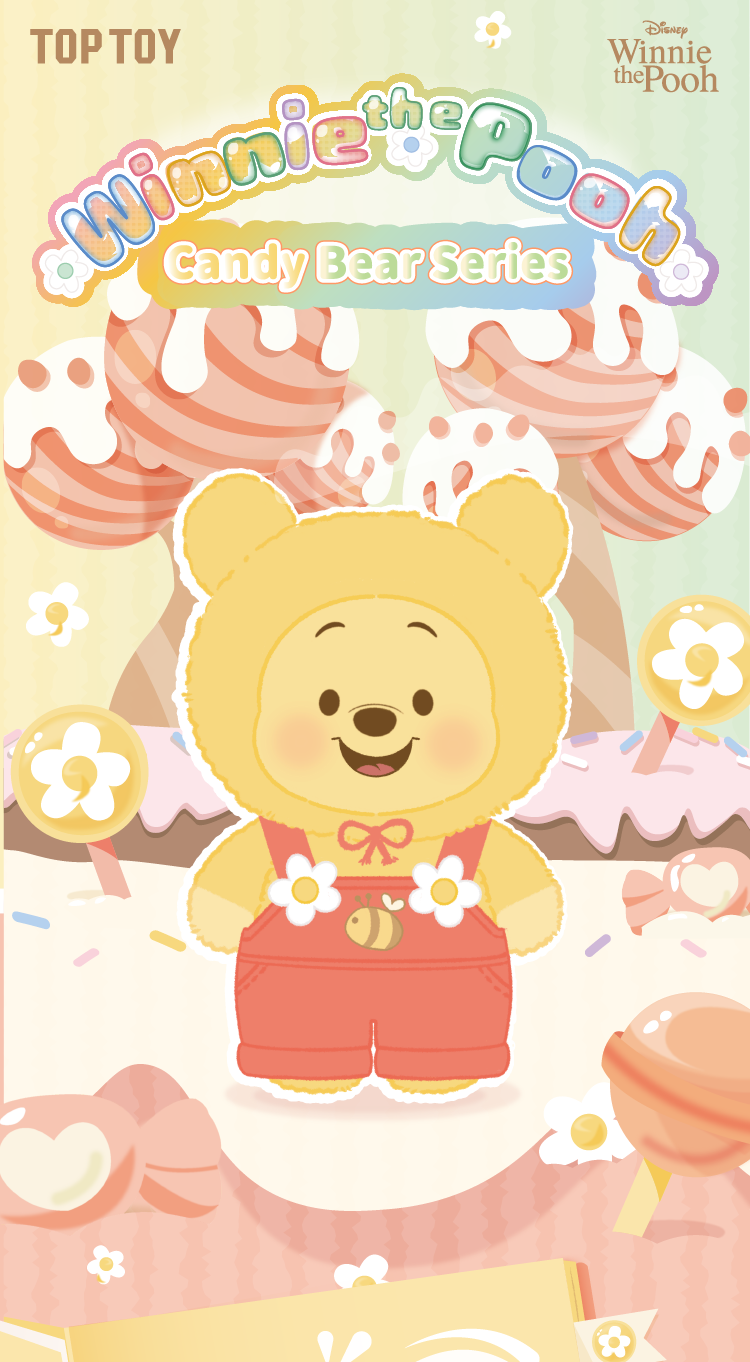 TOP TOY Disney Winnie the Pooh Candy Bear Series Vinyl Plush Blind Box ...