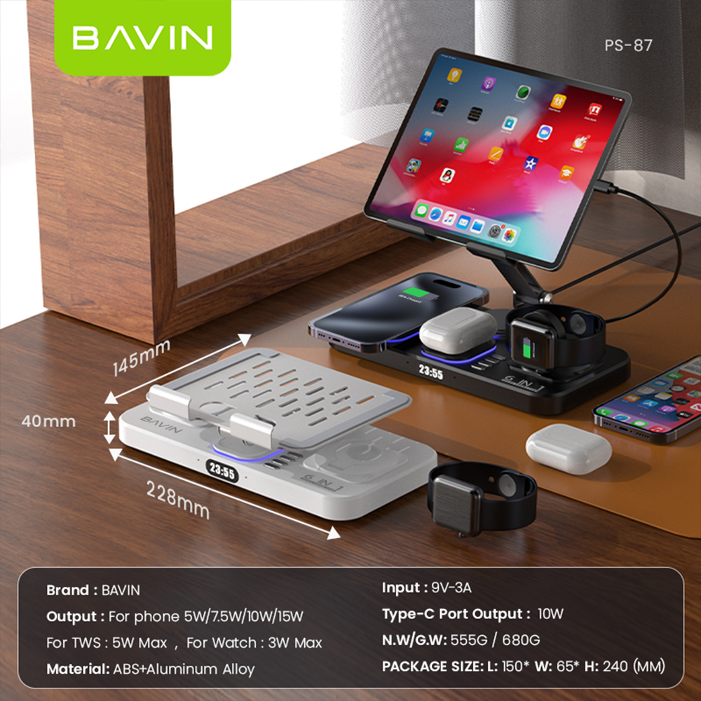 【New Year Deals】BAVIN PS87 6in1 Magnetic Wireless Charger Stand 15W w ...