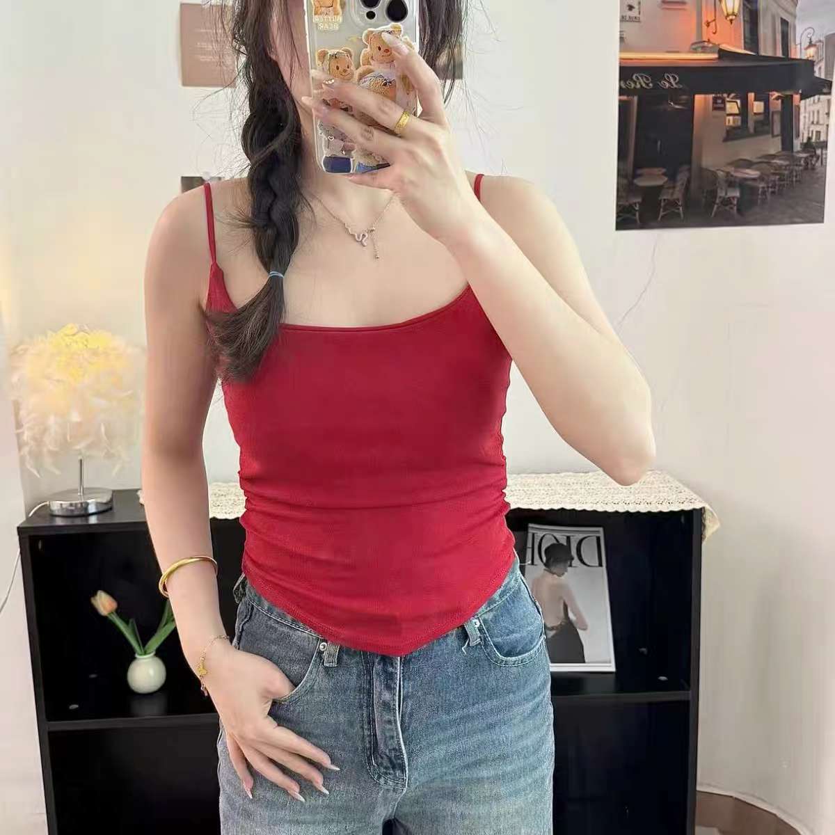 Women's backless Spaghetti strap with breast Pad adjustable strap Sexy ...