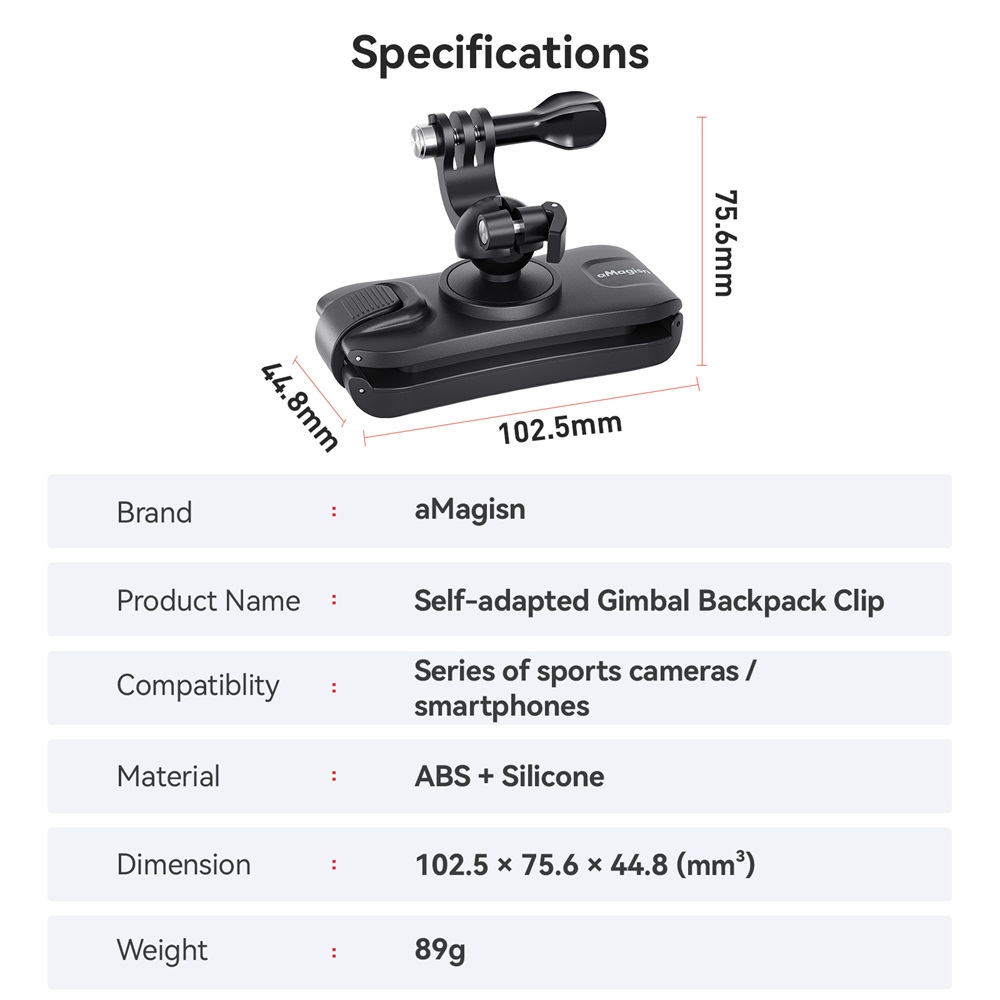 aMagisn Shoulder Strap Clip Mount for GoPro, DJI, and Smartphones ...