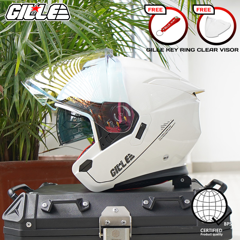 GILLE HELMETS 893 VISAGE PLAIN Half Face Gold Iridium Inner Visor ...