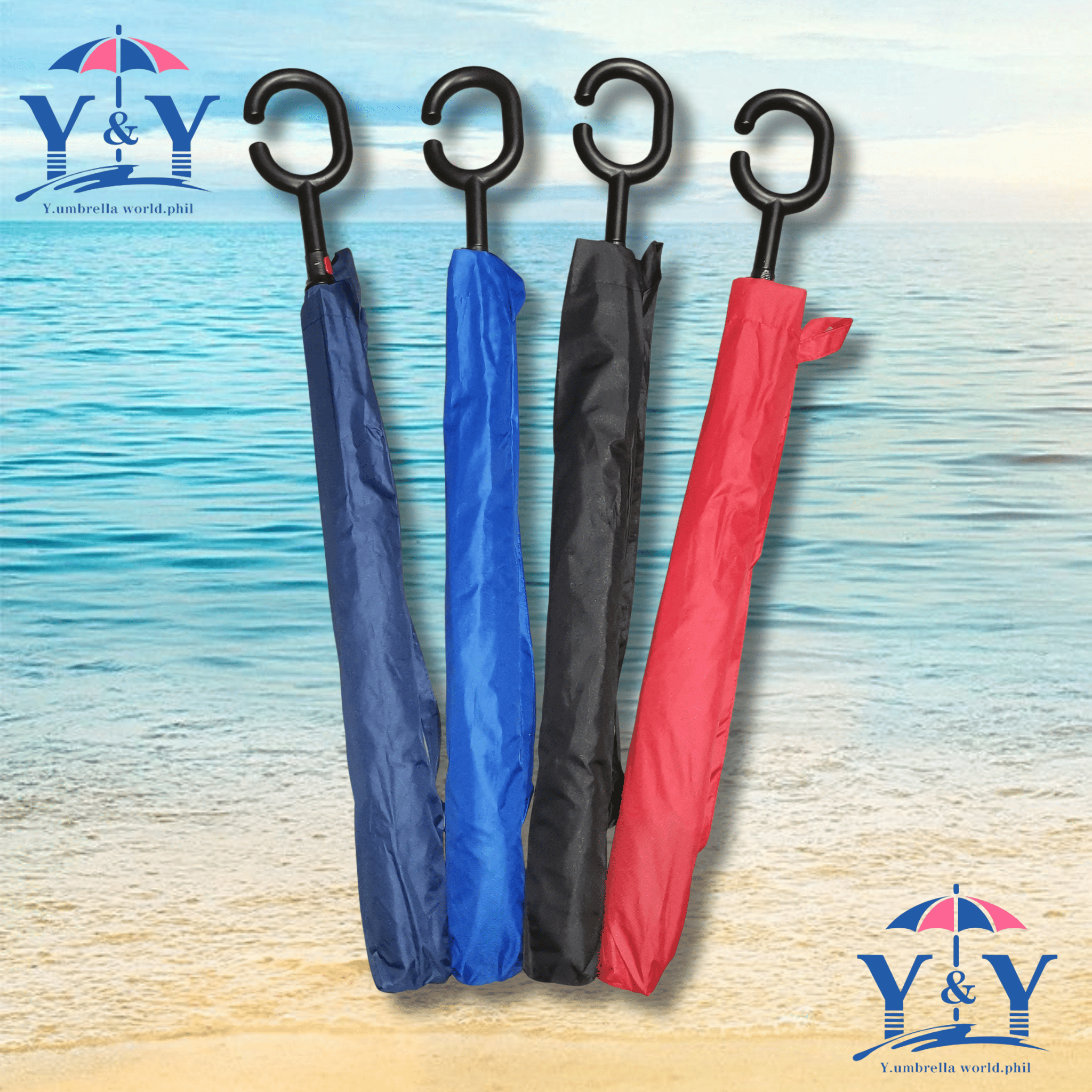 YF C-Hook Hands Car Umbrella Windproof Reverse Folding Double Layer ...