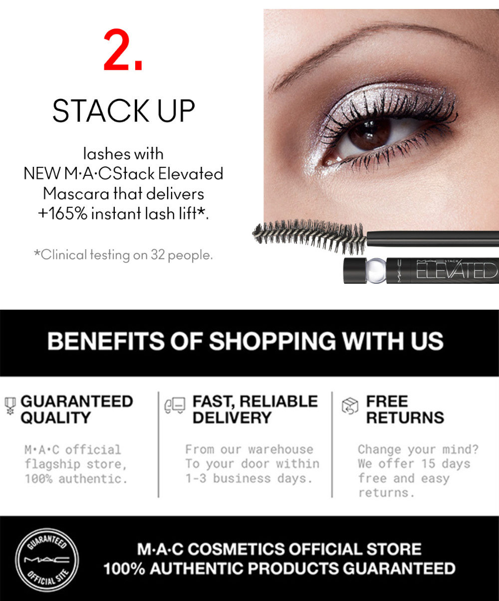 MAC MACStack Elevated Mascara / 36HR Lash Lift Curl, Buildable Volume, Clump-resistant Formula ...