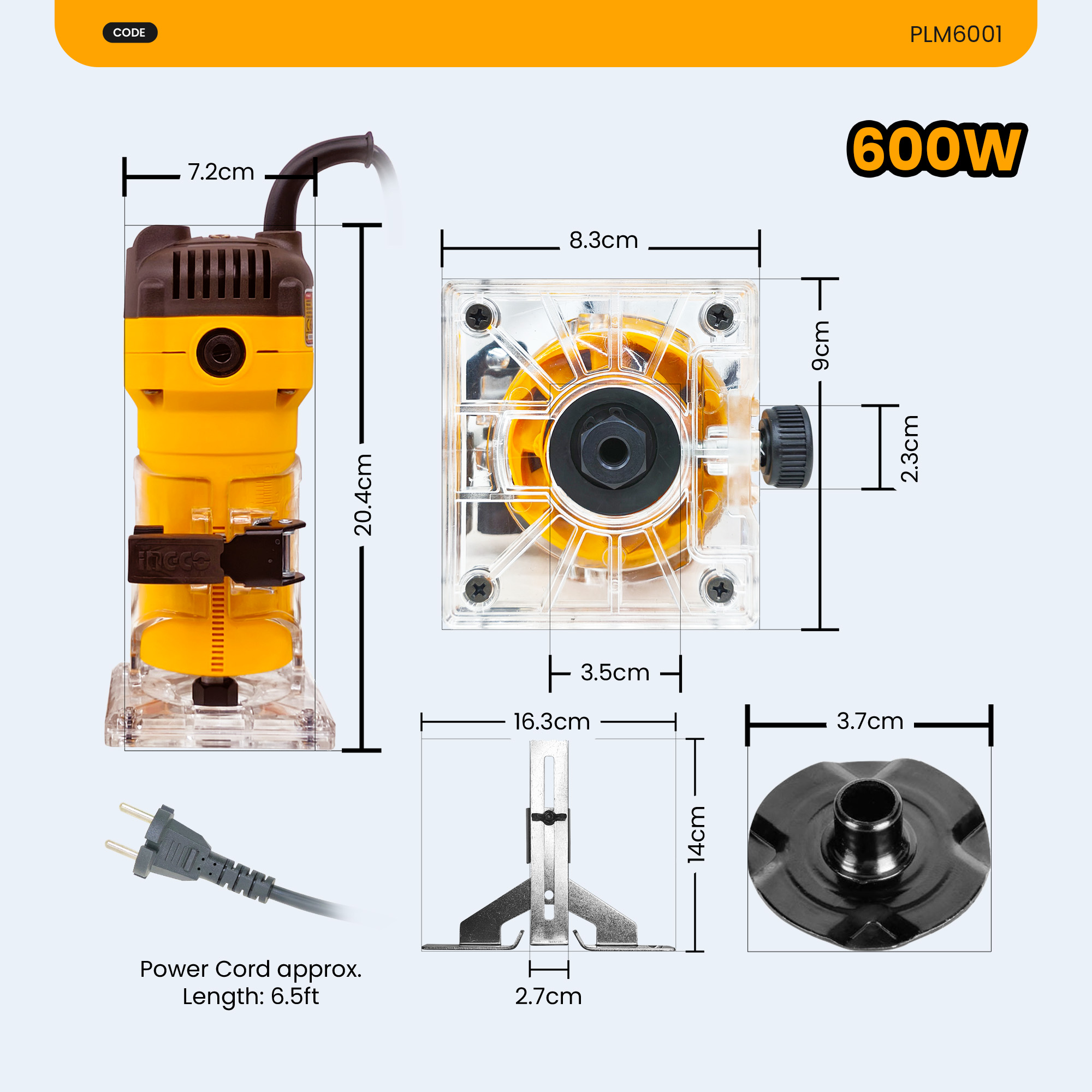 INGCO 1/4-Inch Laminate Palm Router Trimmer 600W PLM6001 IPT | Shopee ...