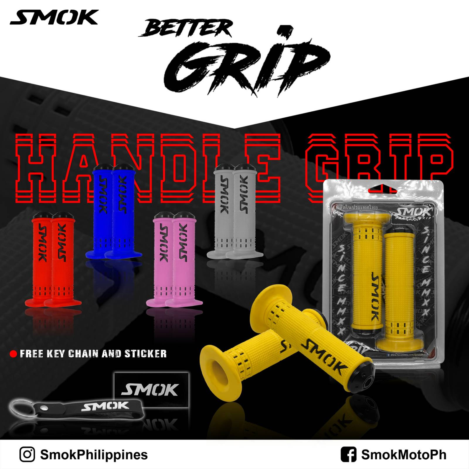 SMOK HANDLE GRIP WITH BAR END (MADE IN THAILAND) WITH FREEBIES (NH07BL ...