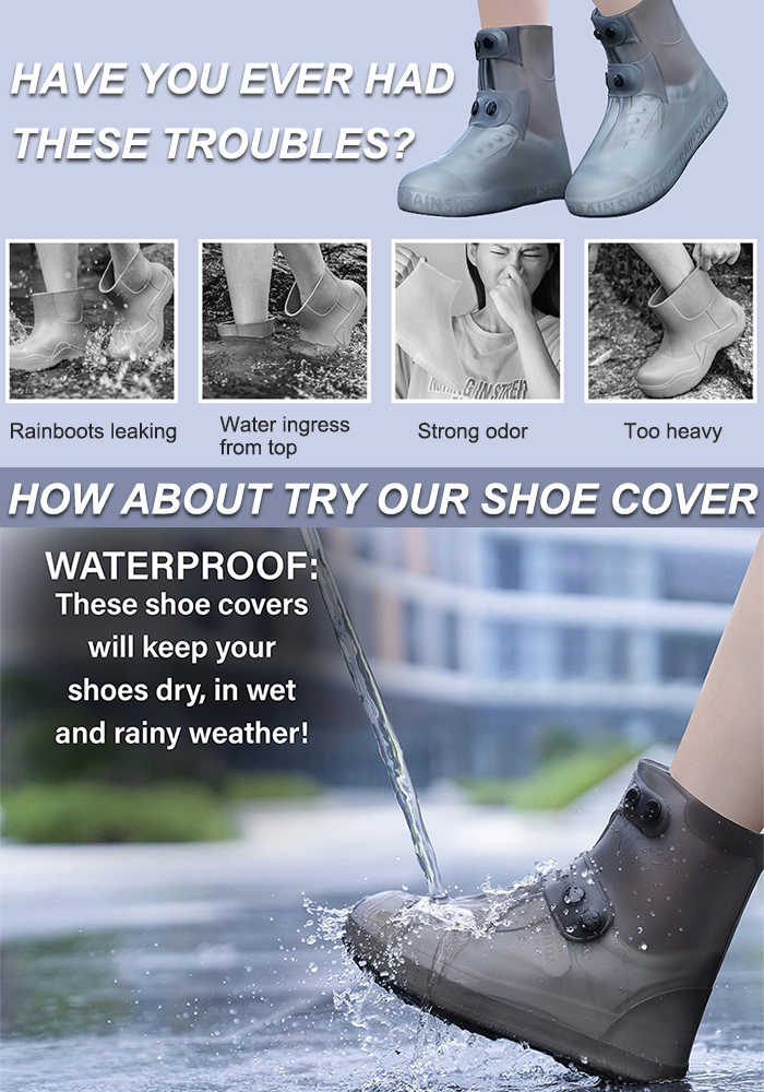 Never leak Waterproof Shoe Cover Anti-slip sole Reusable Silicone Shoe ...