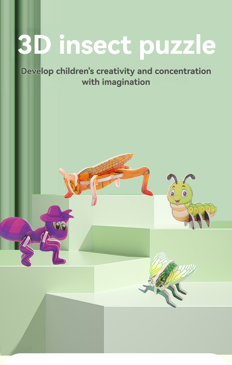 30Pcs Kids 3D Paper Puzzles DIY Handmade Educational Toys Cartoon ...