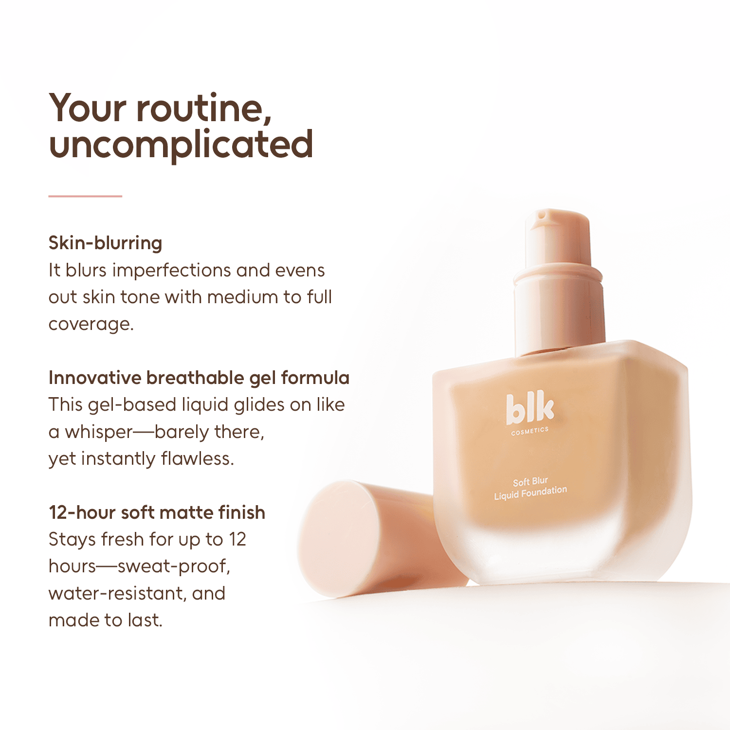 blk cosmetics soft blur liquid foundation with face duo set with brush ...