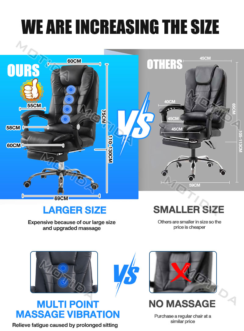 PU Leather Office Chair Massage Boss Chair Computer Chair With Massage ...