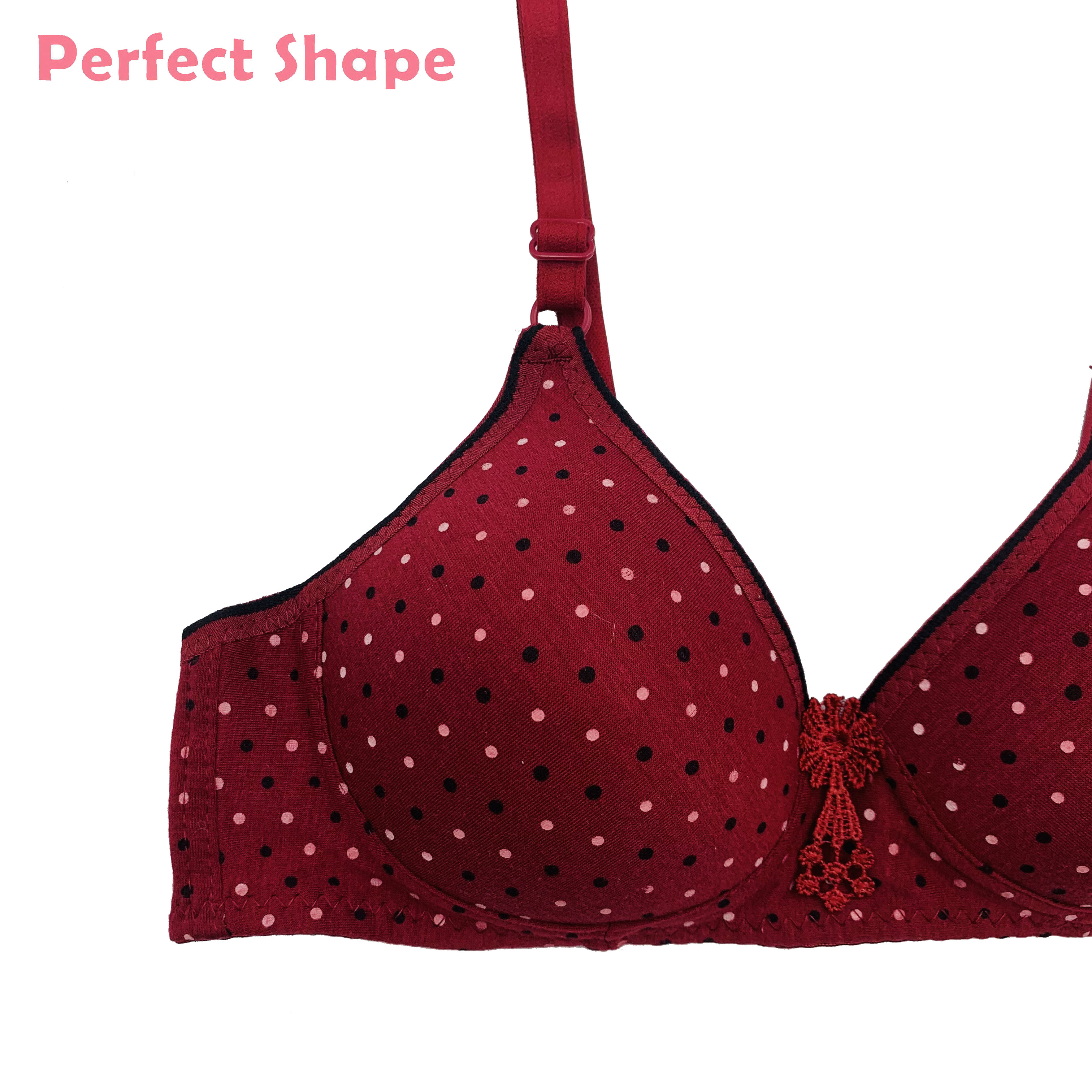 Perfect Shape Cup A Wireless Polka Dots Plain Cotton Ladies Bra ...