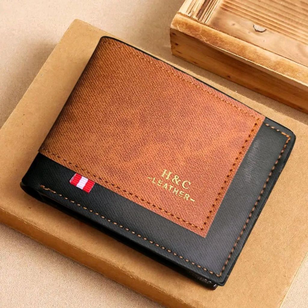 Men's PU Leather Short Wallet with Coin Pocket and Photo Holder ...