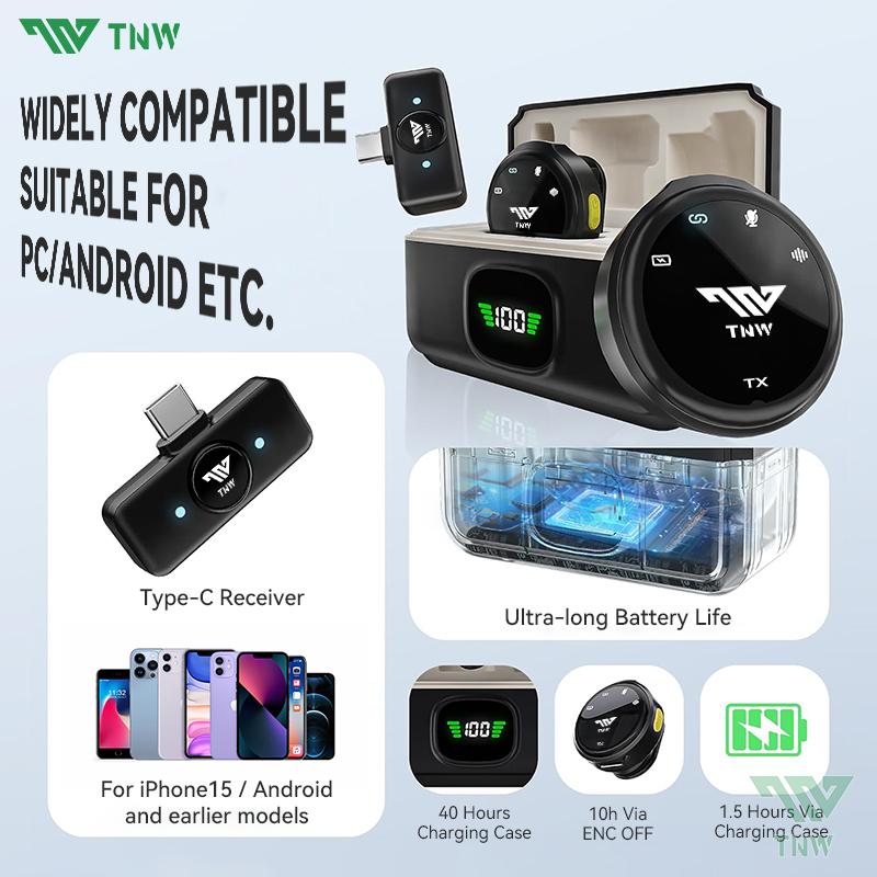 TNW A30 Lapel Microphone Wireless with charging Case Dual Lavalier Mic ...
