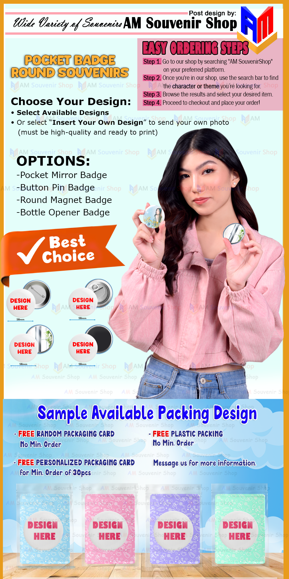 Jollibee Pocket Mirror, Button Pins, Magnet badge, Bottle opener, - W ...