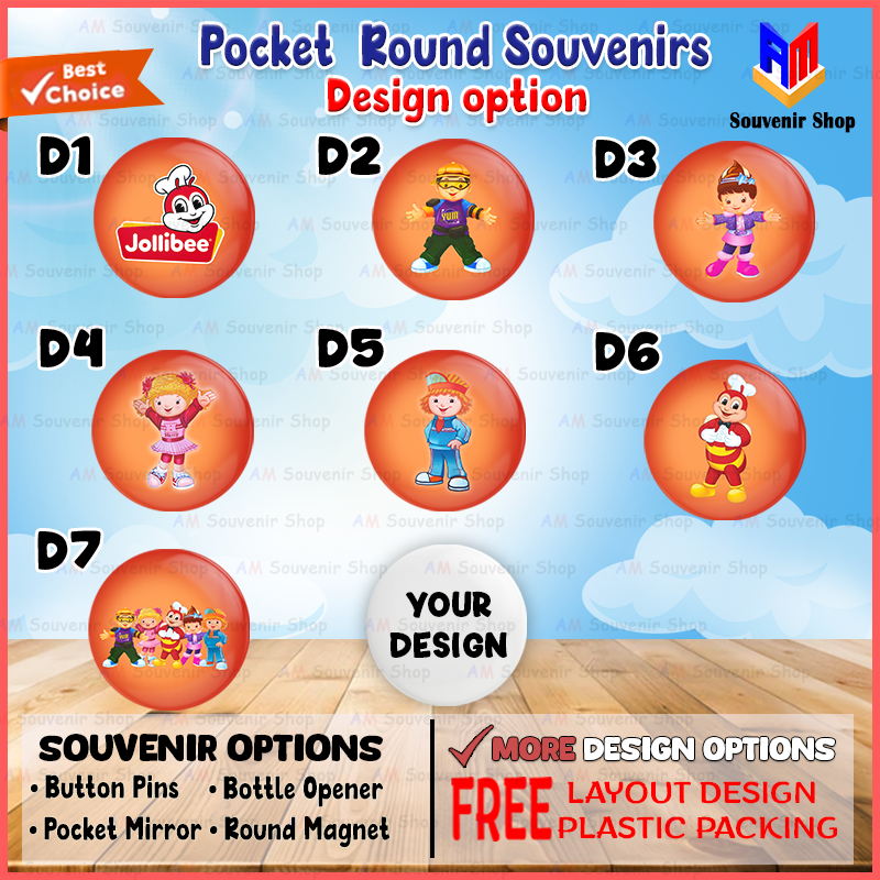 Jollibee Magnet badge, Pocket Mirror, Button Pins, Bottle opener, - W ...