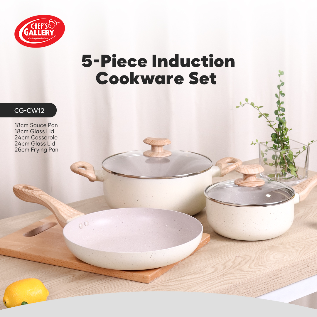 Chef's Gallery Induction Non-Stick Cookware Set 3-Piece or 5-Piece ...