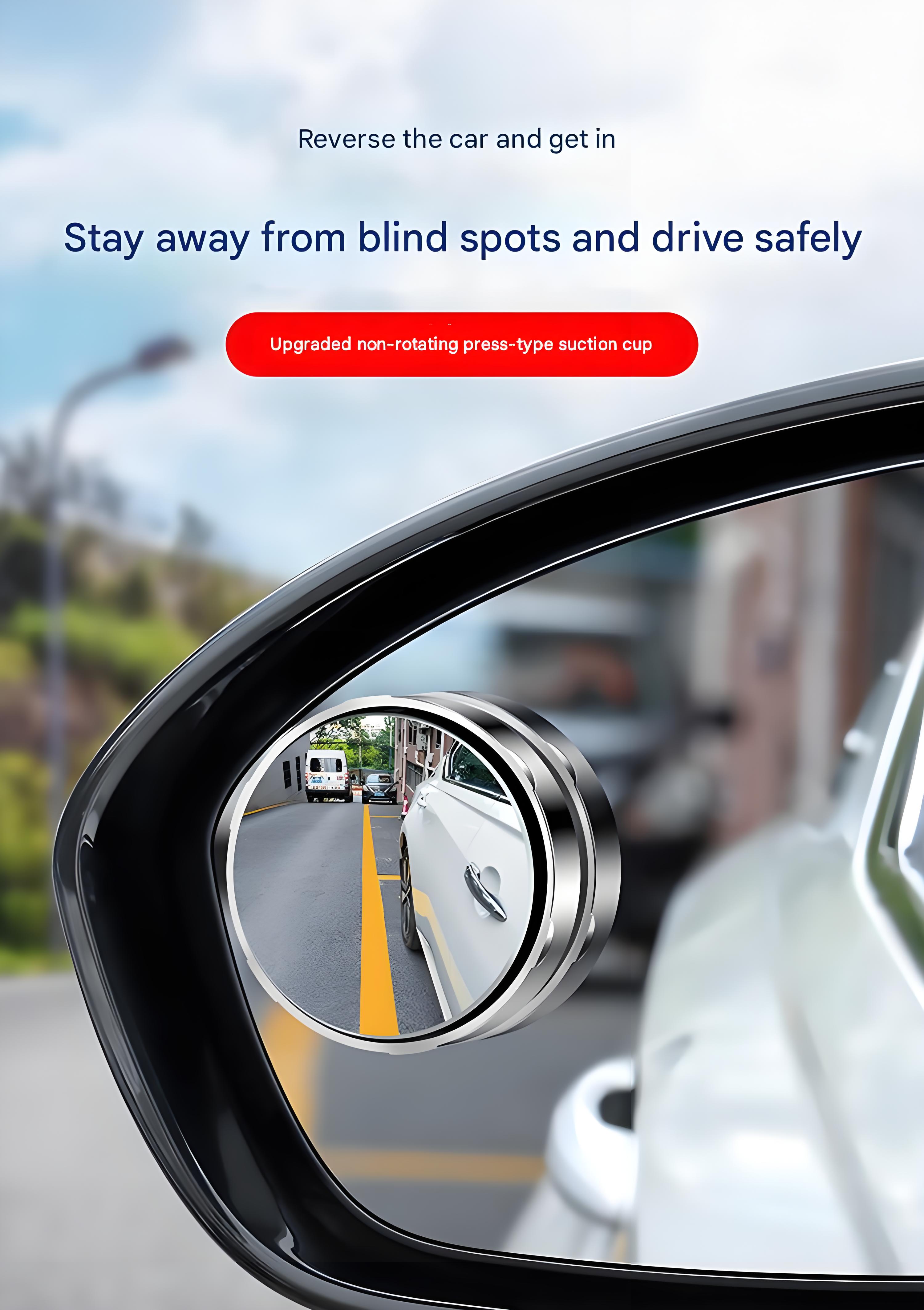 2PCS Car Reversing Small Round Mirror 360 Degree Suction Cup Adjustable ...