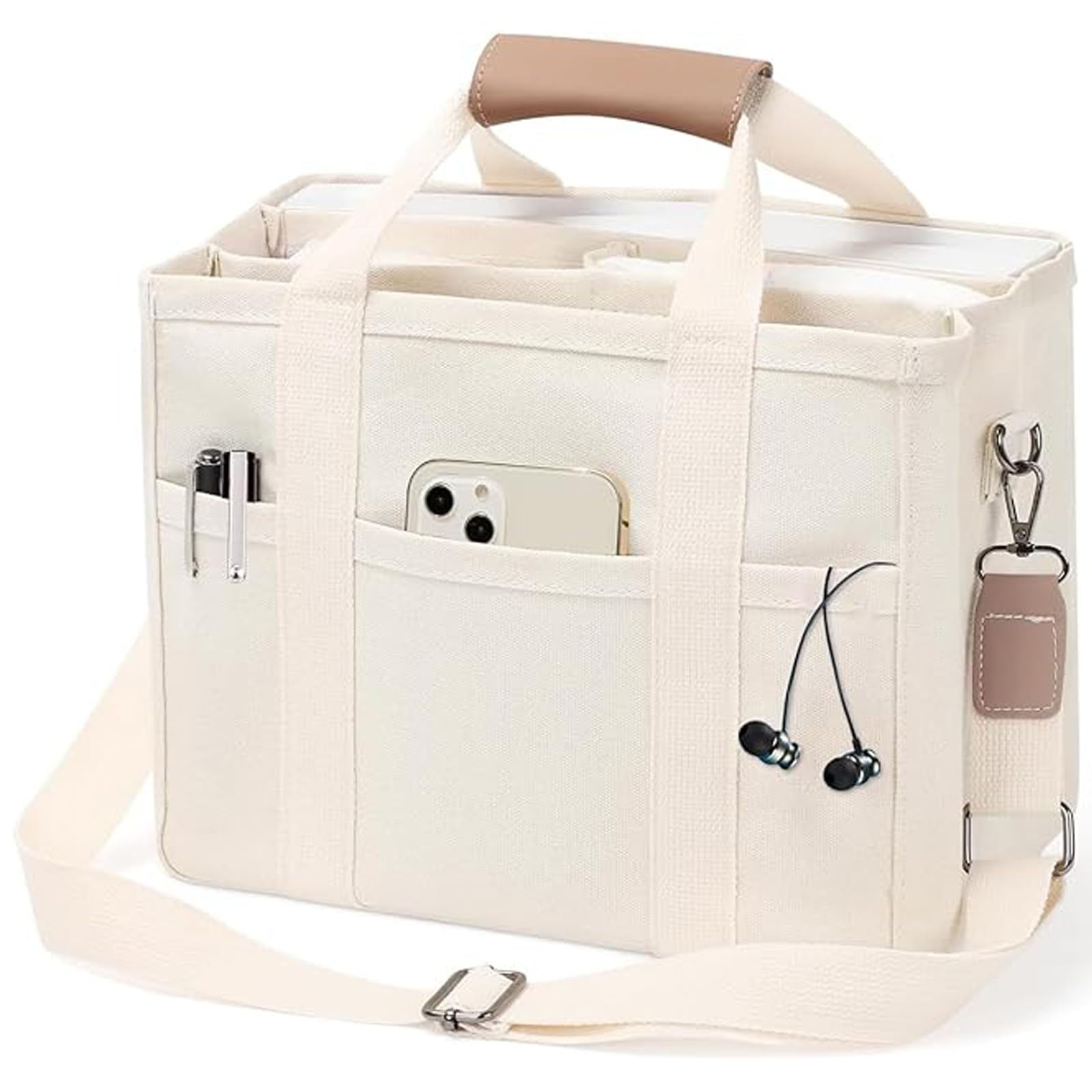 3-Layer Canvas Tote Bag Durable Lightweight Crossbody Shoulder Bag ...