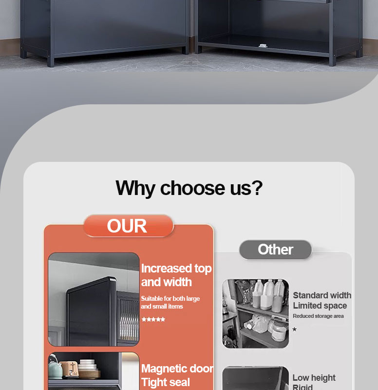 Kitchen Cabinet Dustproof Large Capacity Storage Rack Carbon Steel ...