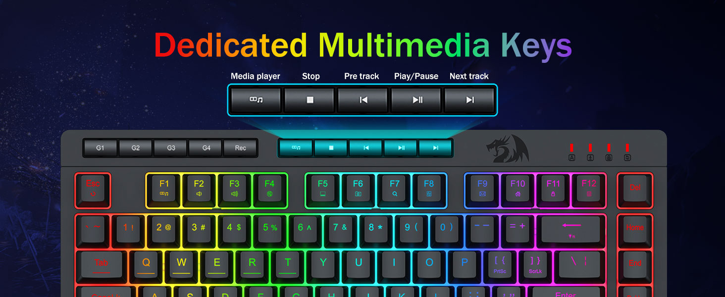 Redragon Crescent K524-RGB 75% Wired Gaming Keyboard With Macro Keys ...