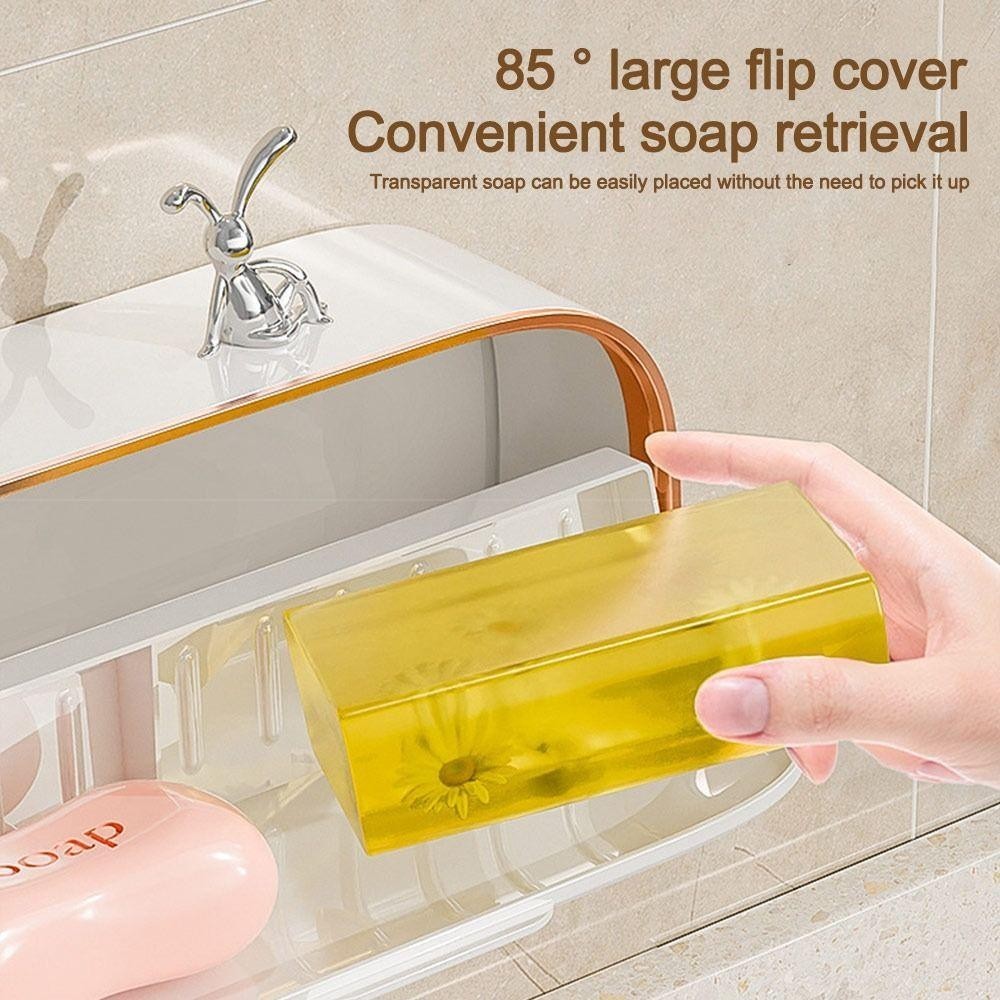 Punch-free Soap Box Wall-Mounted Soap Holder Organizer Dustproof ...